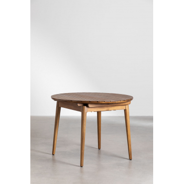 Round dining table 100-136x100 cm extendable in Tenay acacia wood - SKLUM