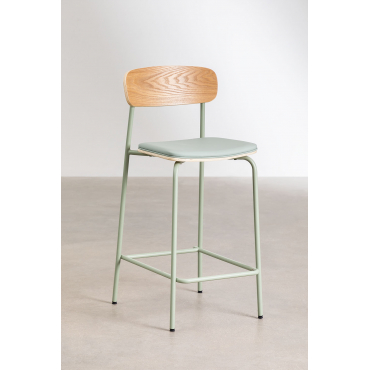 Pack of 4 stackable high stools 65cm in iron and wood Wilpier - SKLUM