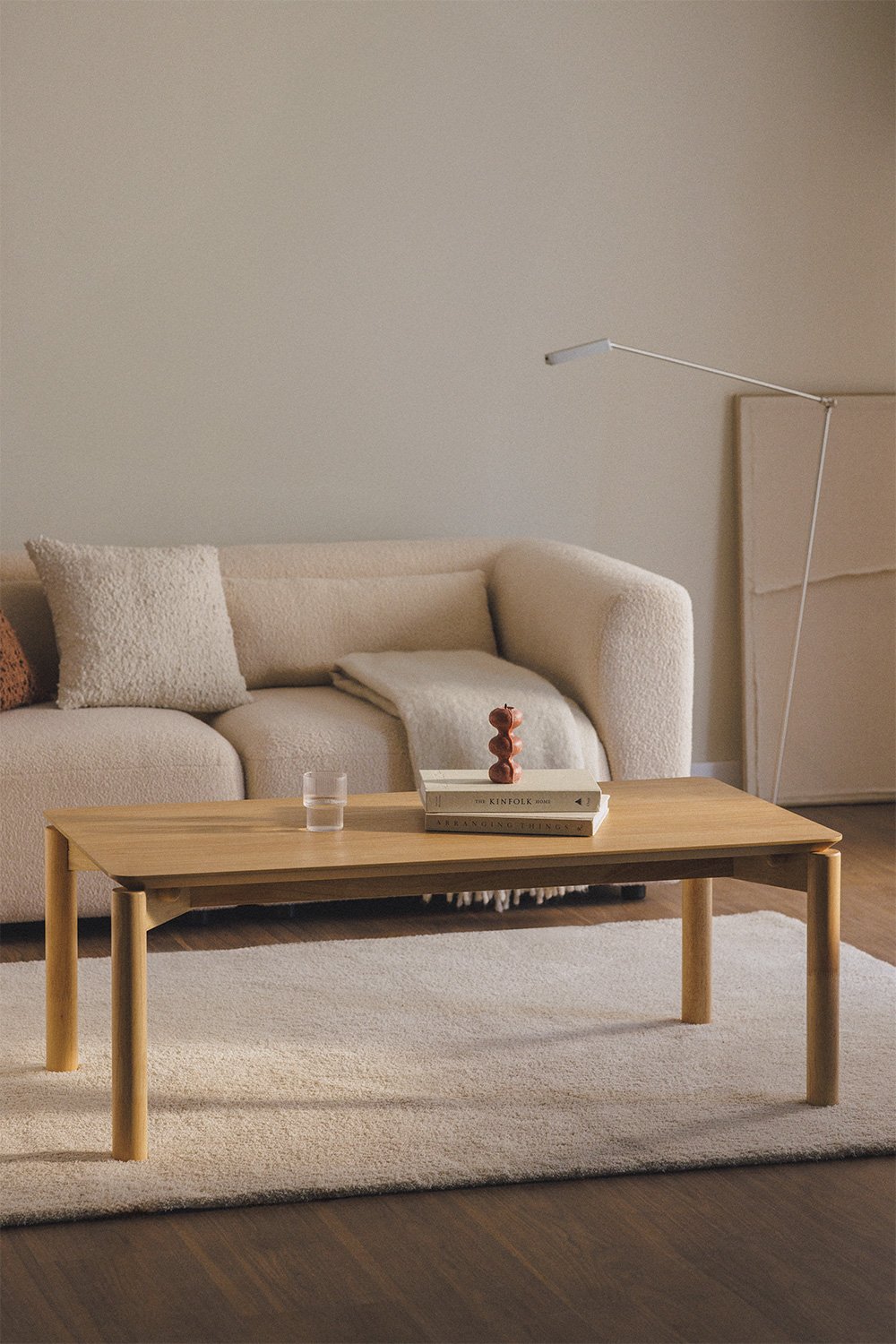 Rectangular coffee table 120x60 cm in MDF with oak veneer Munden
