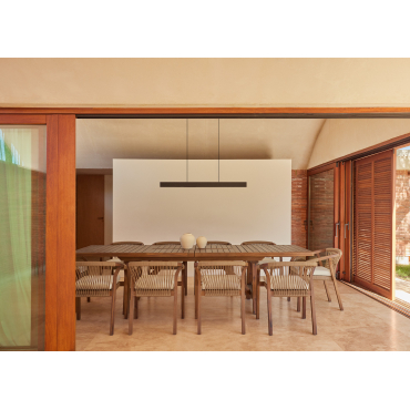 Rectangular dining table 200-260-320x100 cm extendable in acacia wood ...