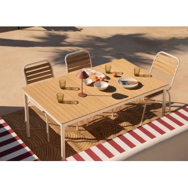 Rectangular garden table 160x90 cm in steel and acacia wood Artus - SKLUM