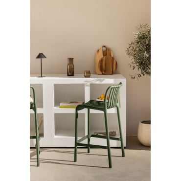 2-Pack garden high stools 65 cm stackable in pesto green polypropylene ...