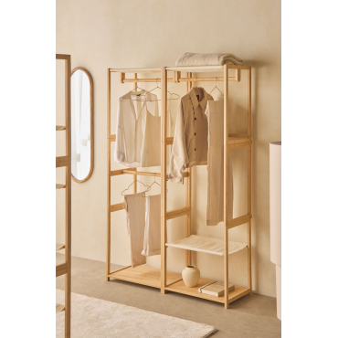 Deneb 2-piece open modular wardrobe with bamboo clothes rack - SKLUM