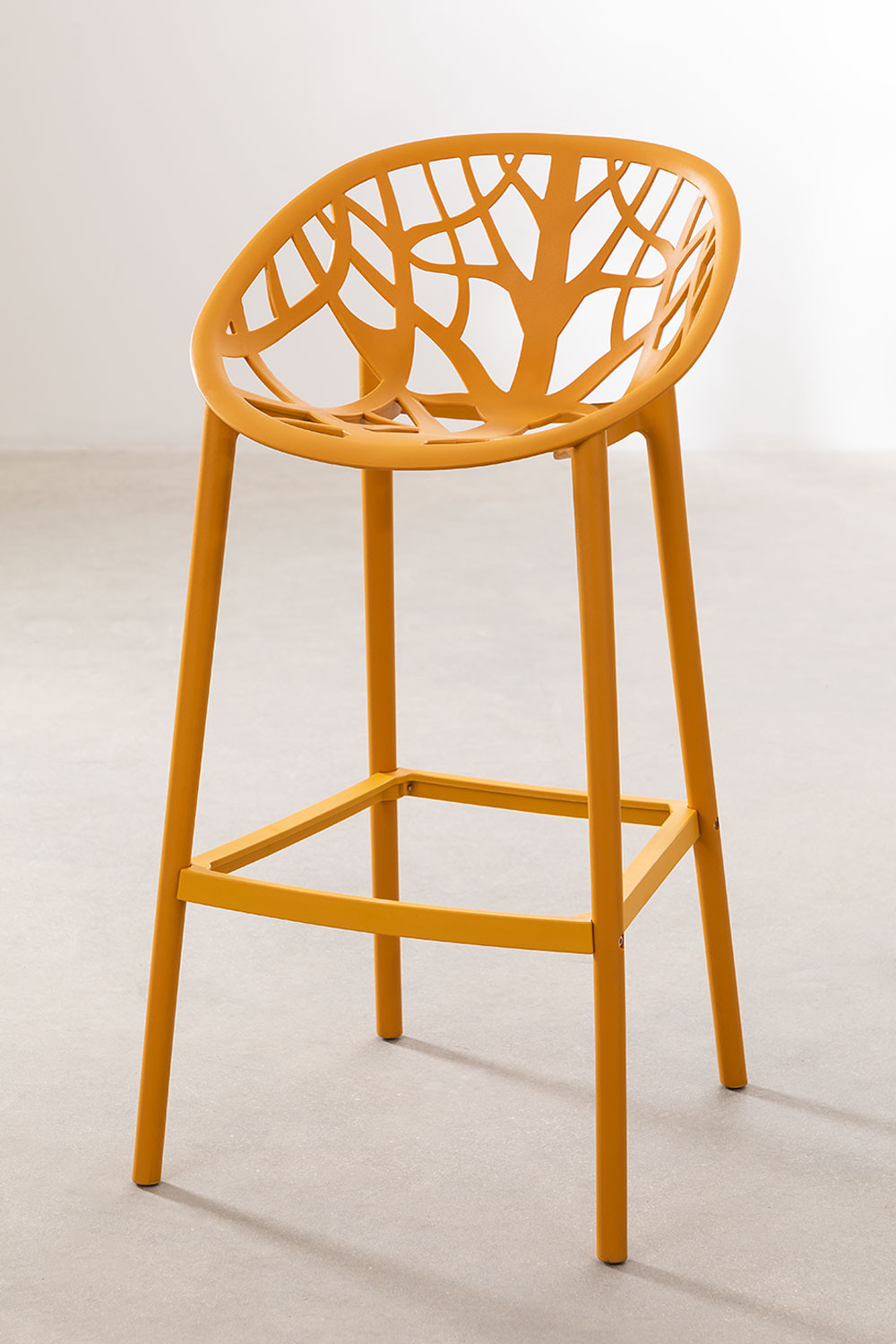 Garden high stool 75 cm in mustard polypropylene Ores - SKLUM