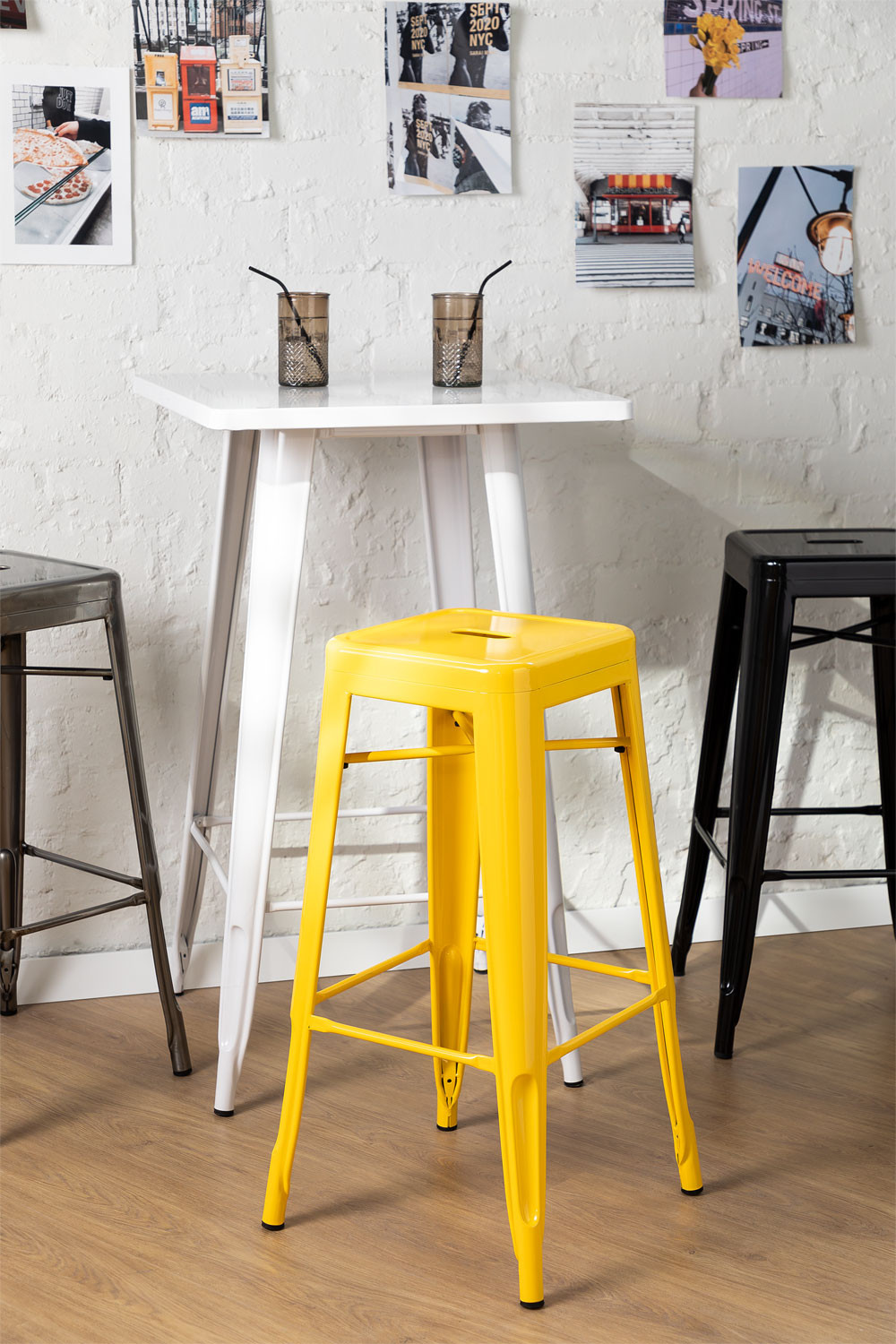 Freesia Yellow Steel High Stool 76cm LIX SKLUM