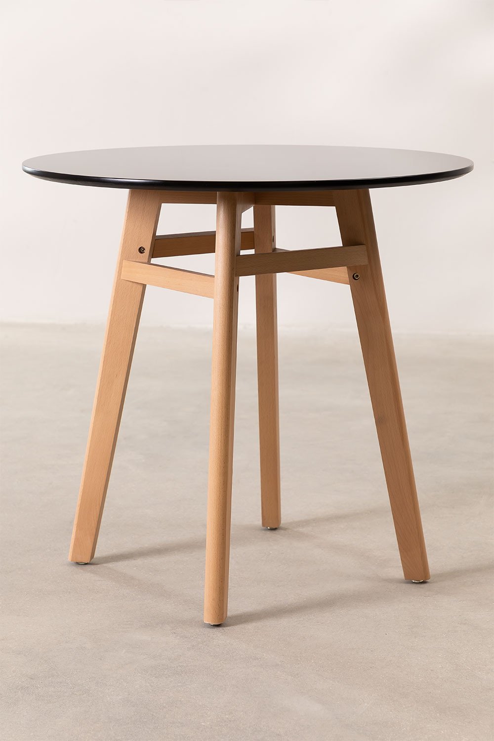 Round MDF & Beech Wood Dining Table Ø80 Scand Nordic - SKLUM
