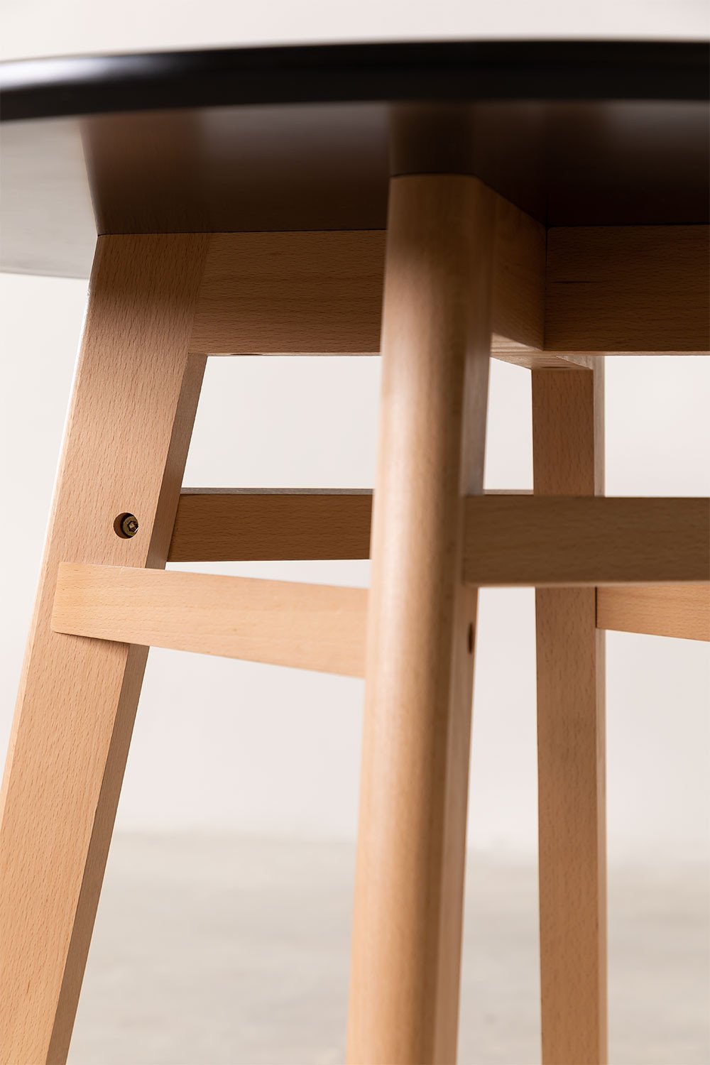 Round MDF & Beech Wood Dining Table Ø80 Scand Nordic - SKLUM