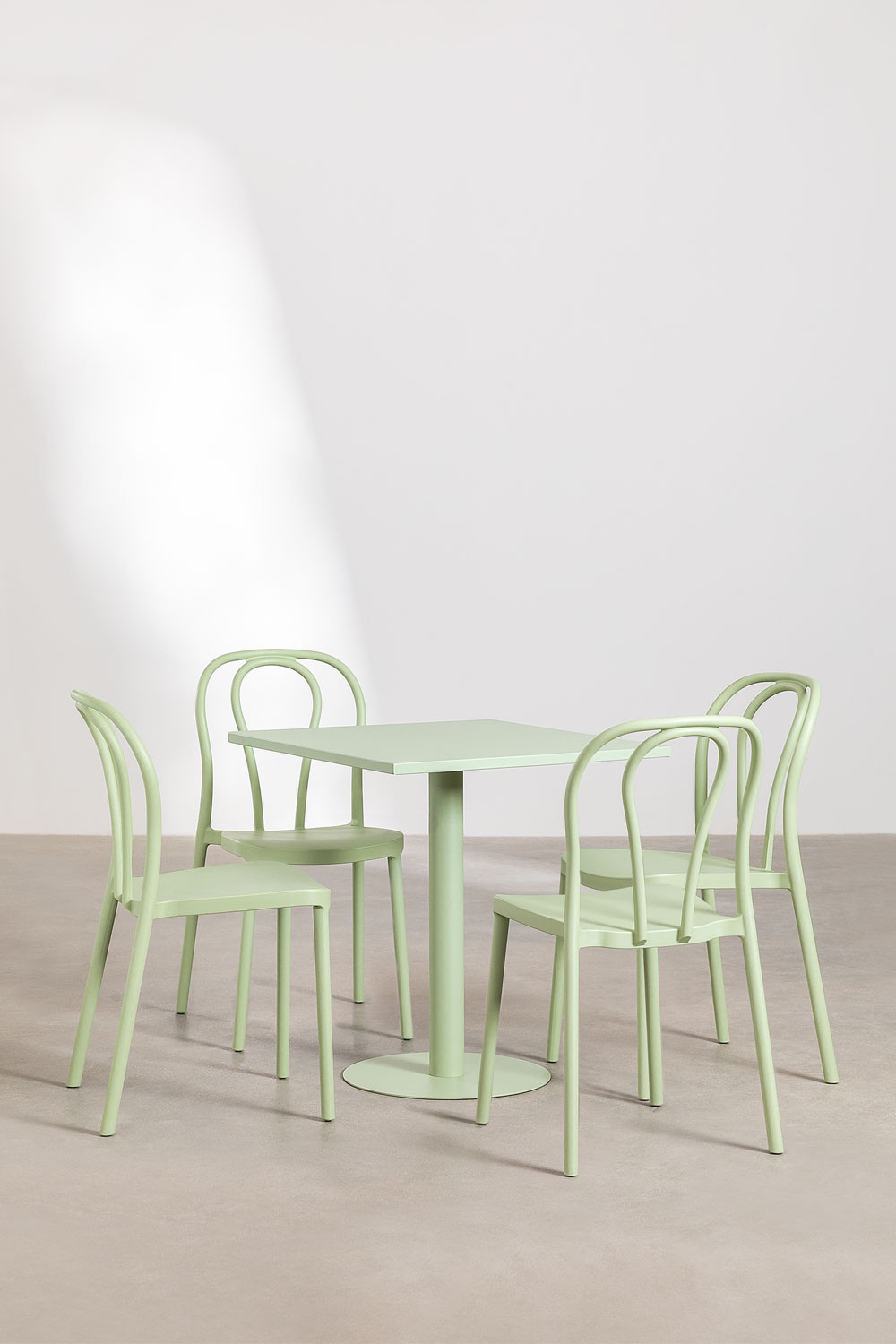 Mizzi square table 70x70 cm and 4 garden chairs set - SKLUM