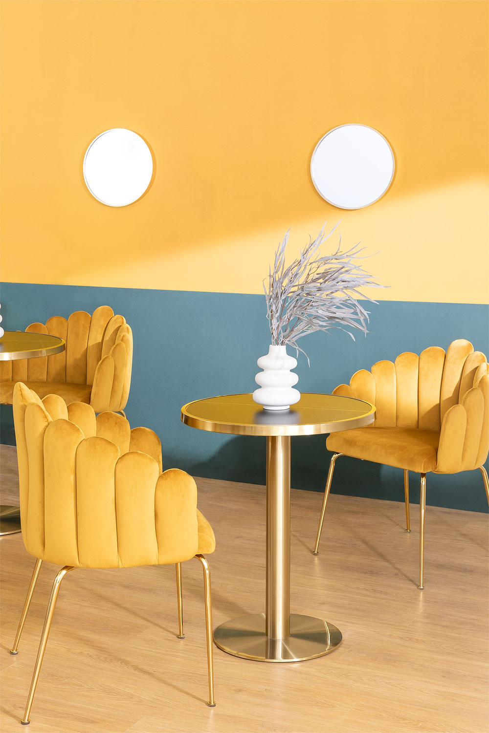 Manhattan round bar table Ø60 cm in stoneware - SKLUM