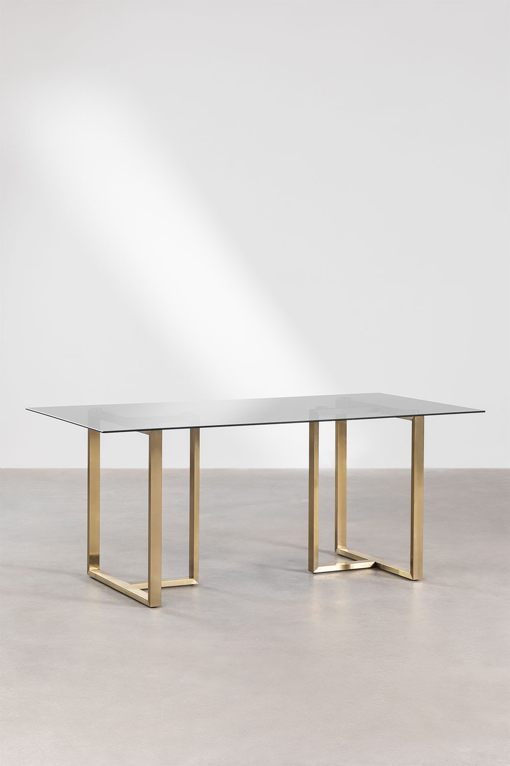 Lesley glass & steel rectangular dining table (180x90 cm) - SKLUM