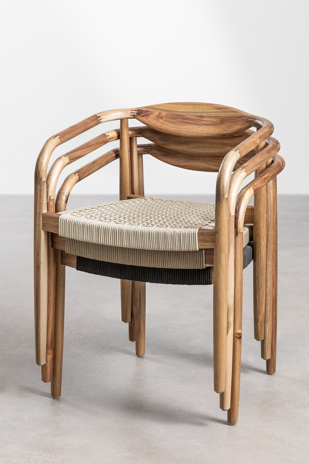 Mallory pack of 2 acacia wood braided rope dining chairs - SKLUM