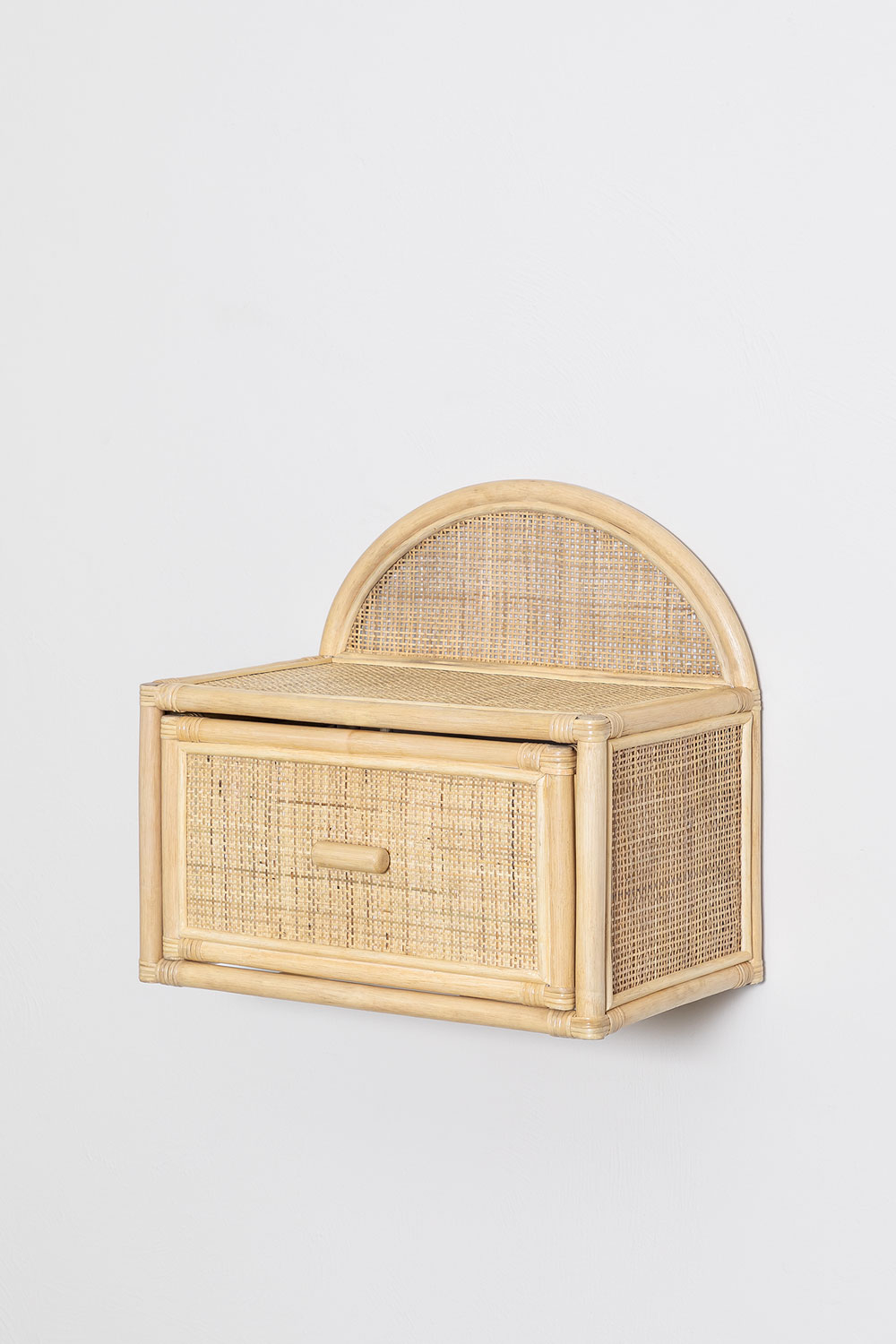 Floating rectangular bedside table 45x30 cm in Yivisc rattan - SKLUM