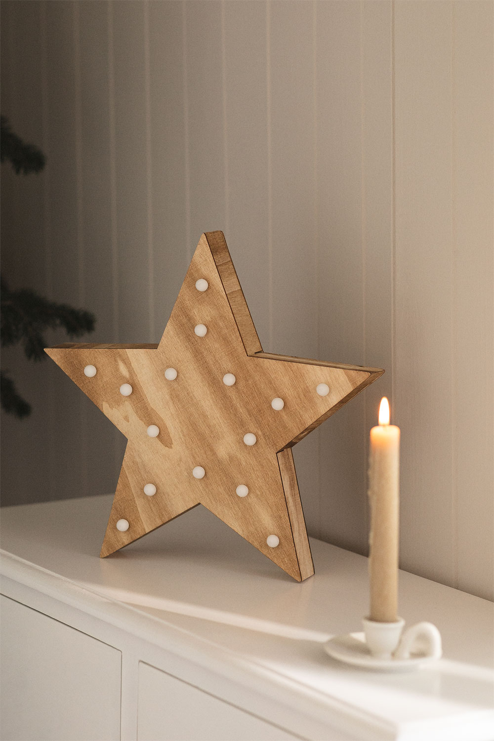 Wooden star with LED lights Lliva - SKLUM