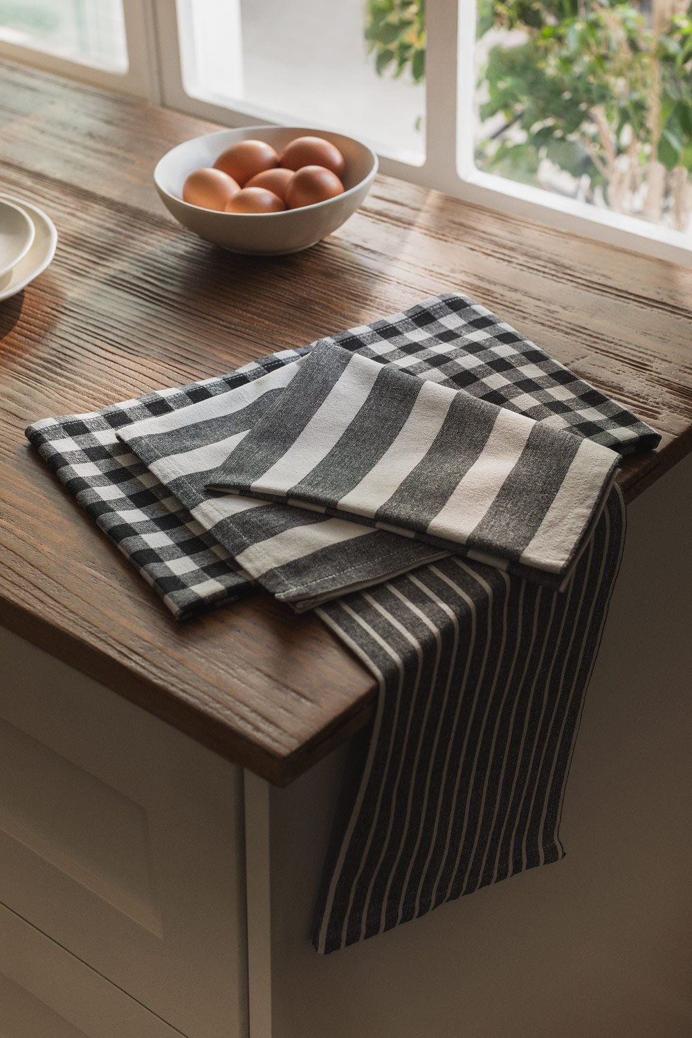 Set of 3 Cotton Kitchen Towels Larysen - SKLUM