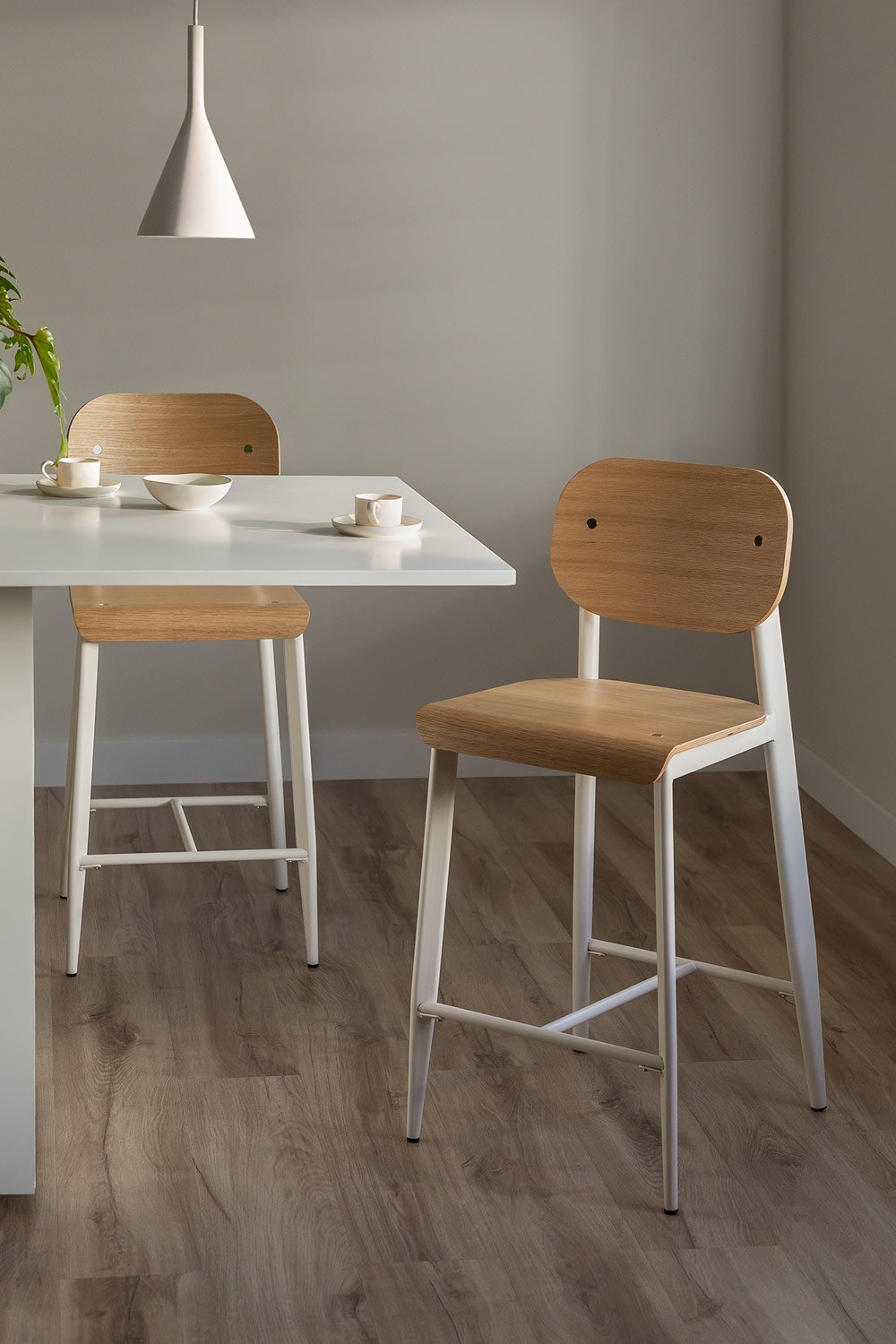 High Stool in Oak Veneer (67 cm) And - SKLUM