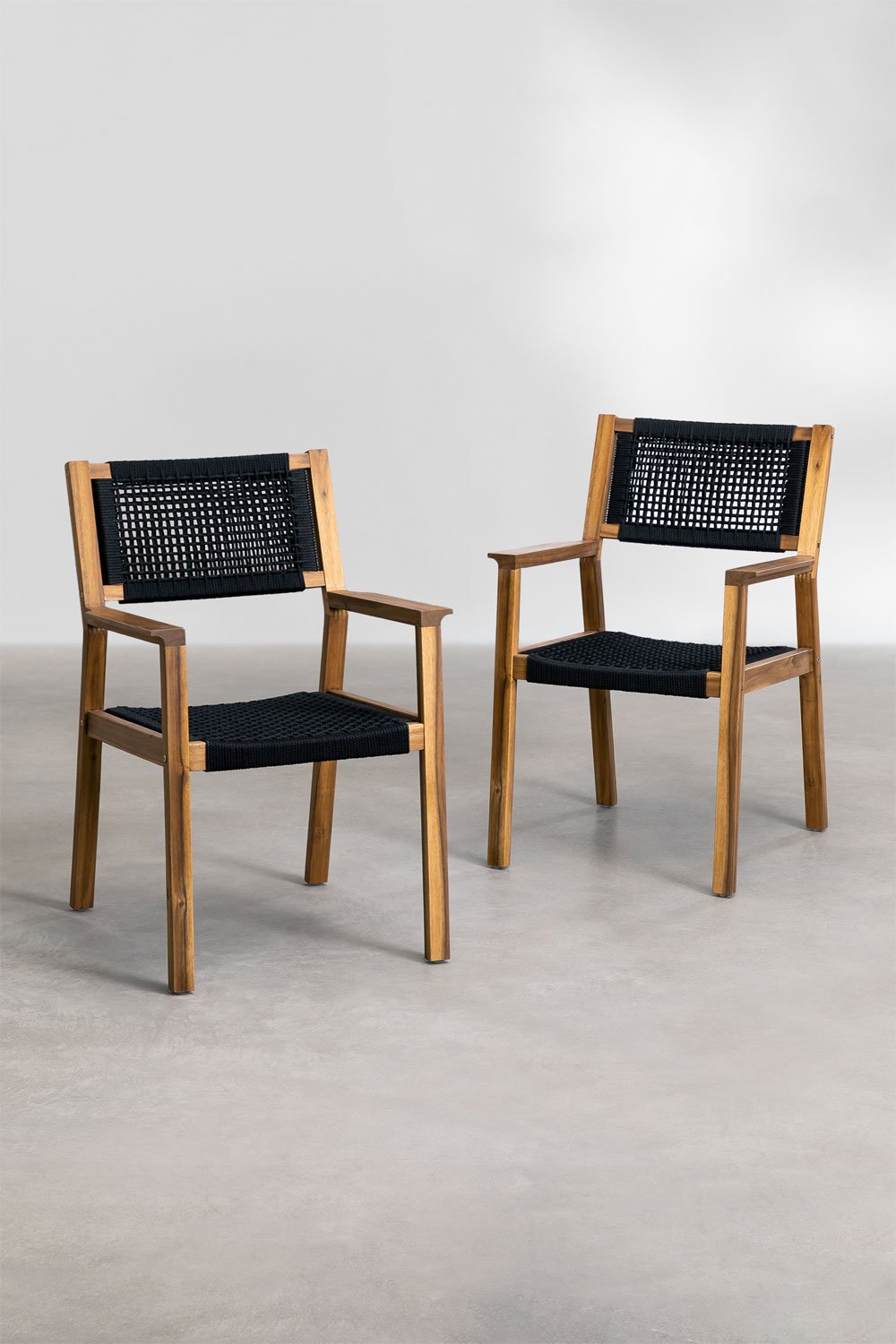 Tenay Square wooden dining chair with armrests - SKLUM