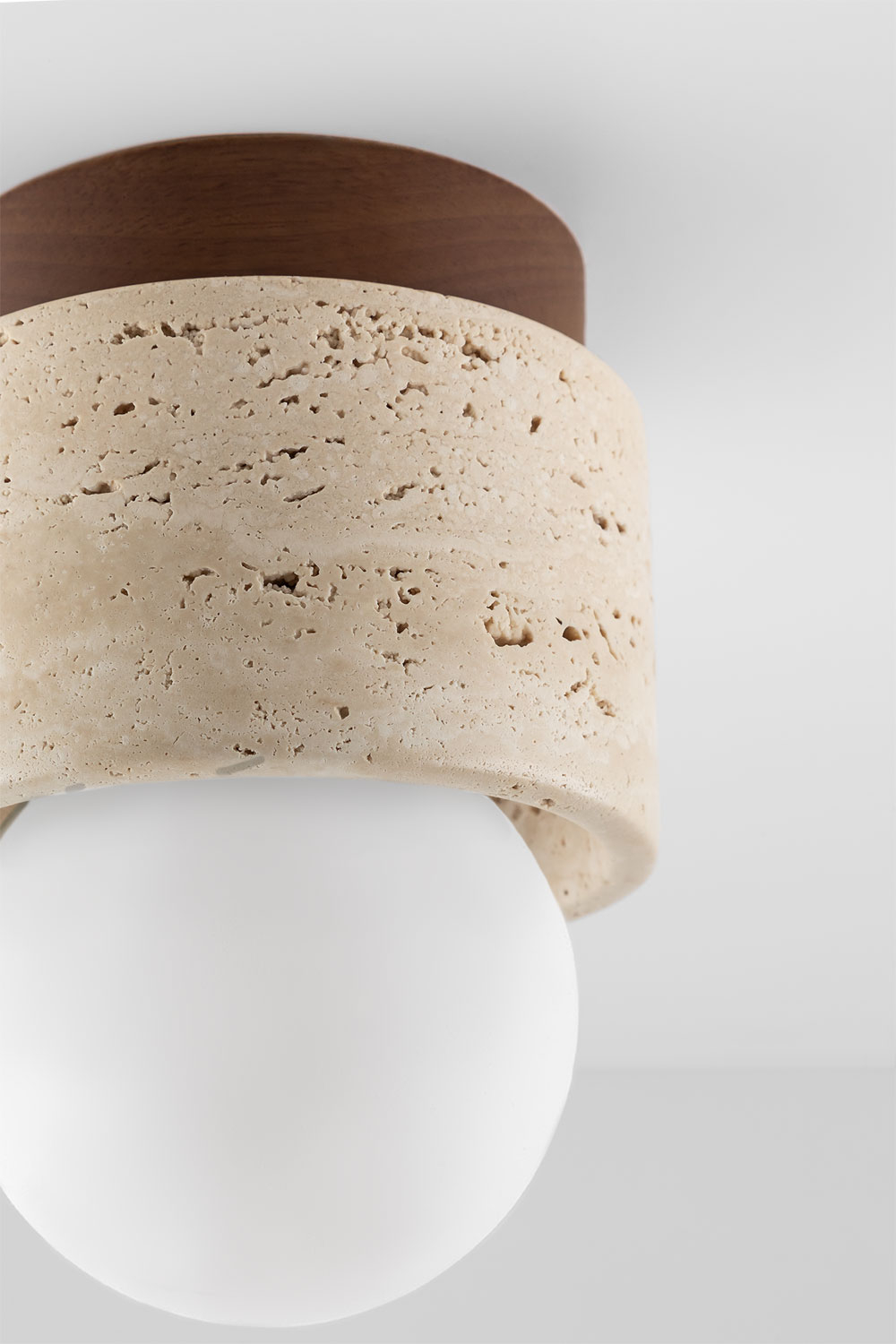 Davise Travertine and Wood Ceiling Lamp - SKLUM