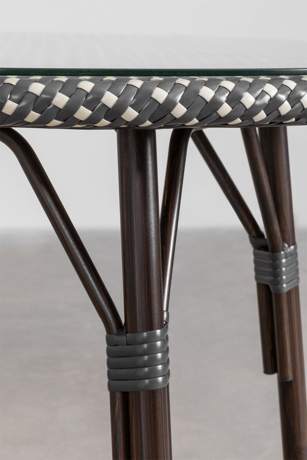 Brielle Bistro Round Dining Table in Aluminium and Synthetic Rattan ...