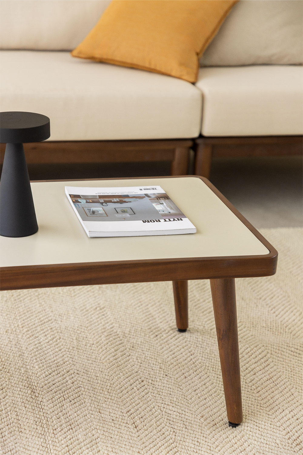 Marilia Garden Center Table in Cement and Acacia Wood - SKLUM