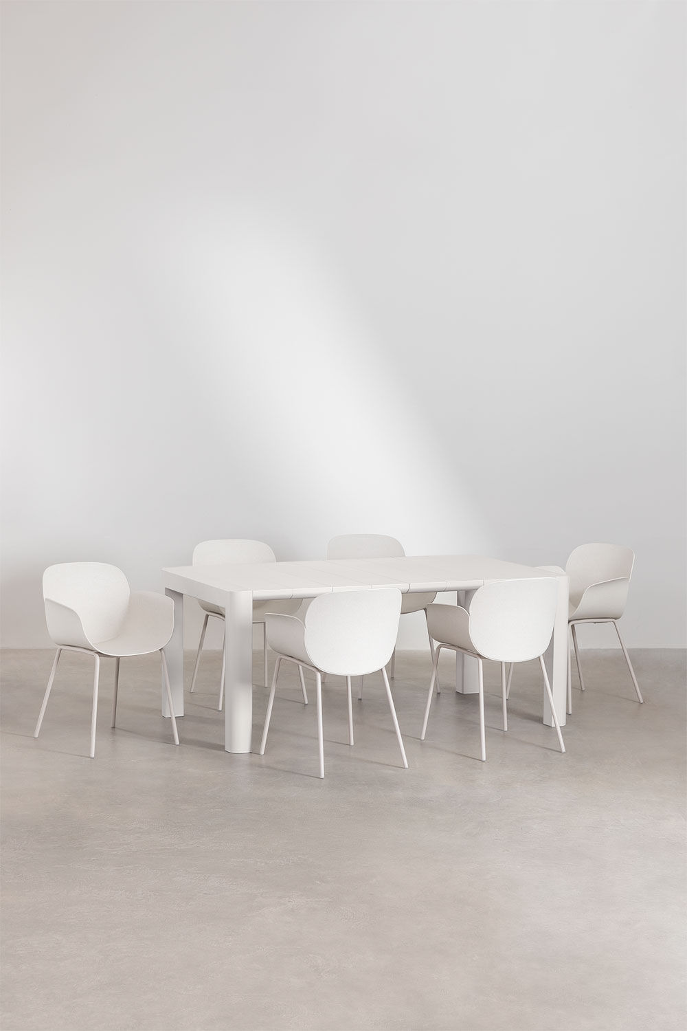 Arnadine Rectangular Table Set (180x100 cm) and 6 Lynette Dining Chairs - SKLUM