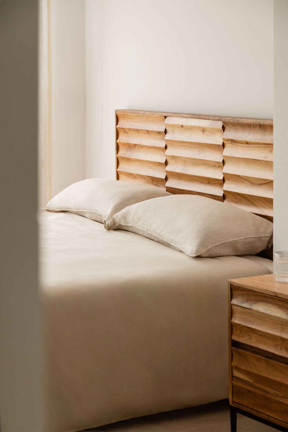 Acacia Wood Headboard PETTER for 150cm Bed