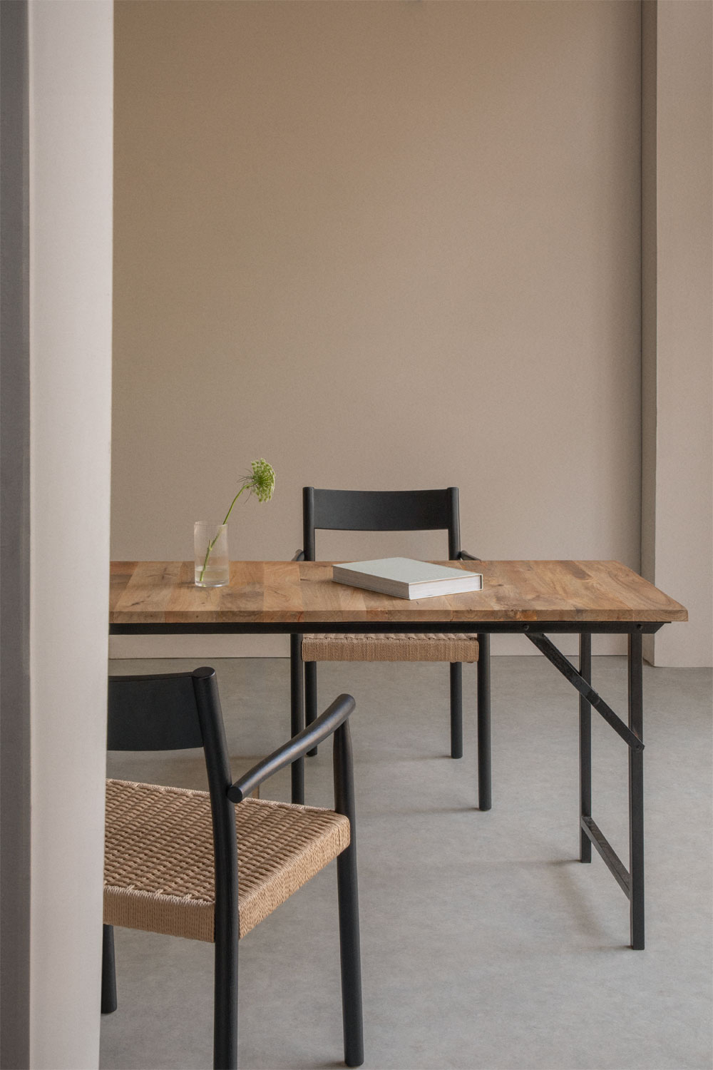 Rectangular dining table 200x100 cm foldable in mango wood and Fer iron ...