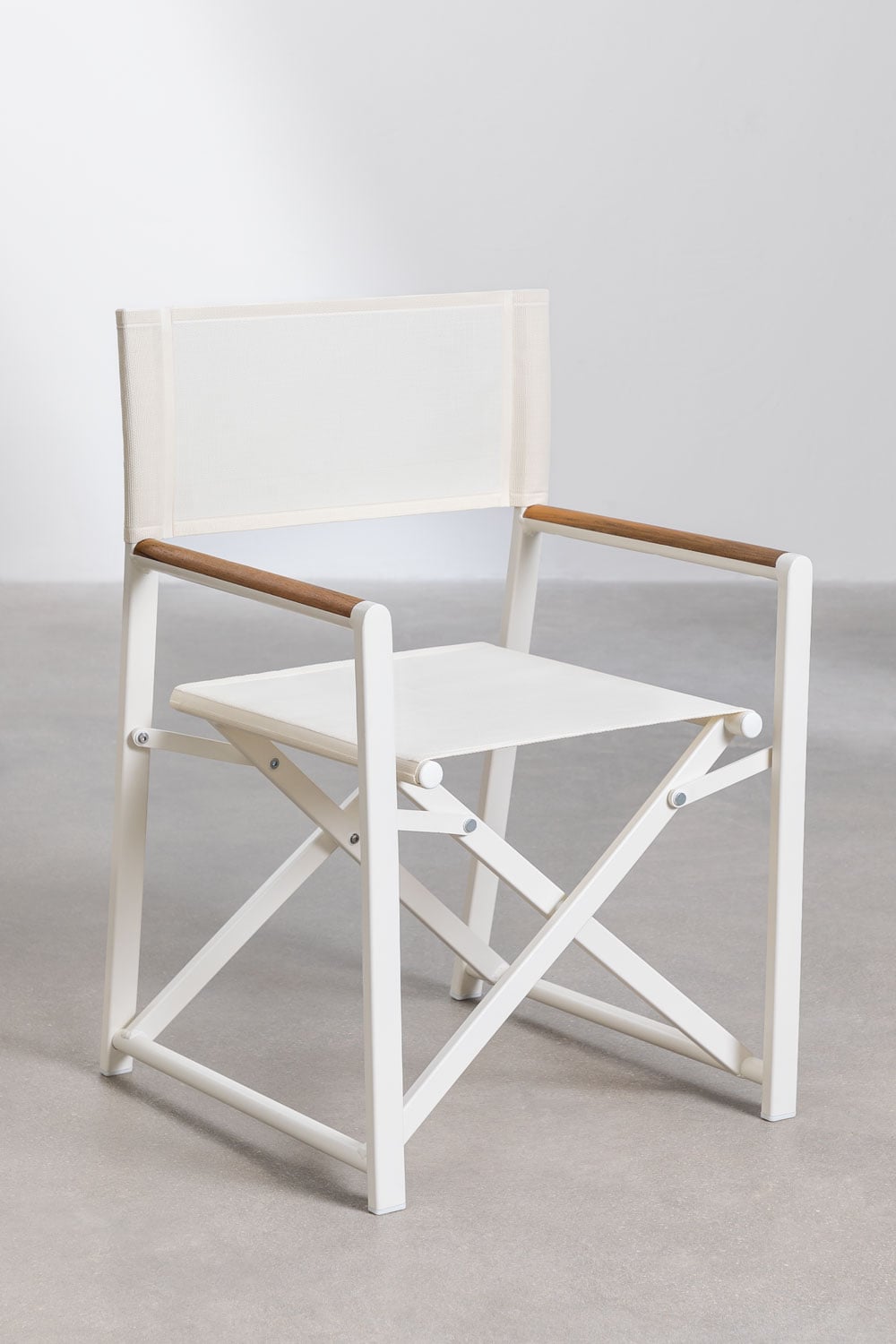Pack of 4 folding director chairs for garden in aluminum and teak wood ...