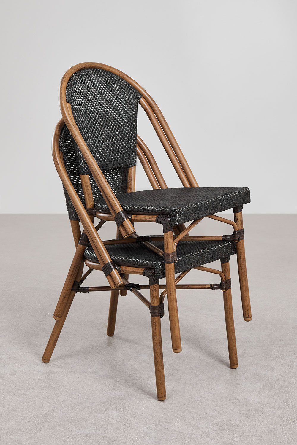 Pack of 2 Brielle Bistro Classic stackable dining chairs in textilene ...