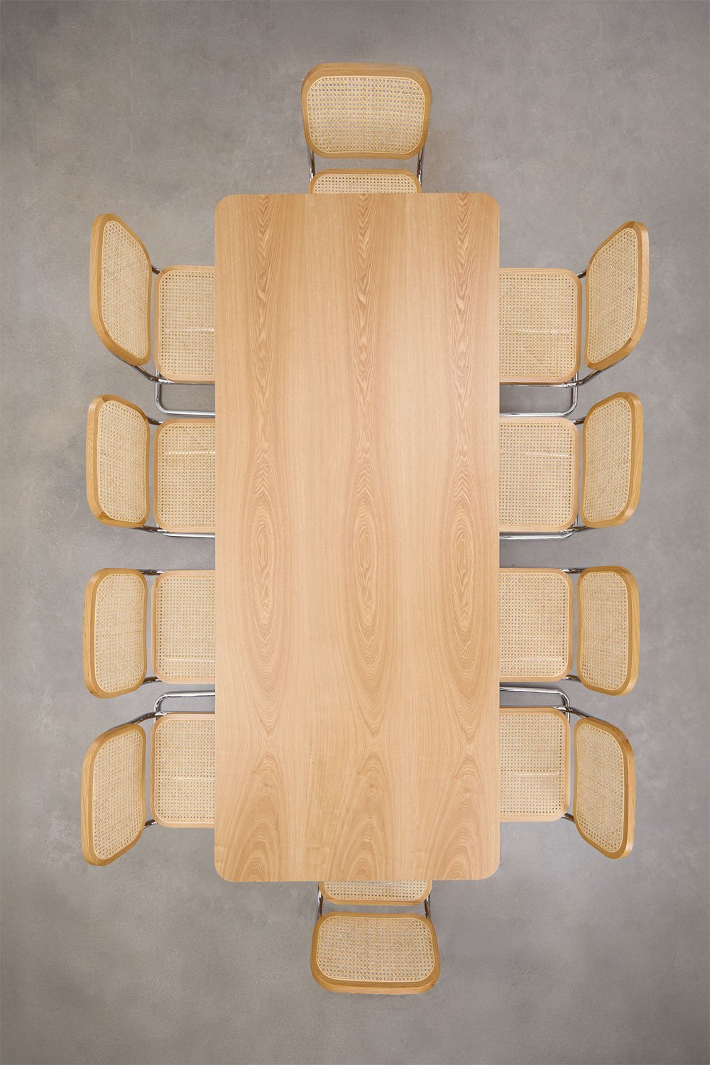 Rectangular table set 240x100 cm in MDF and stainless steel and 10 ...