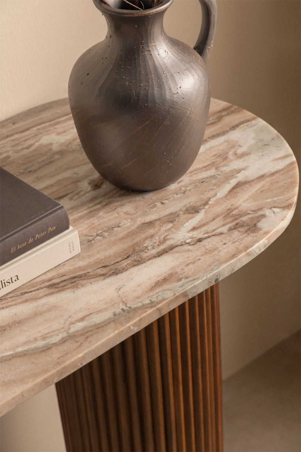 Giselda 110x45 cm marble and mango wood hallway console table - SKLUM