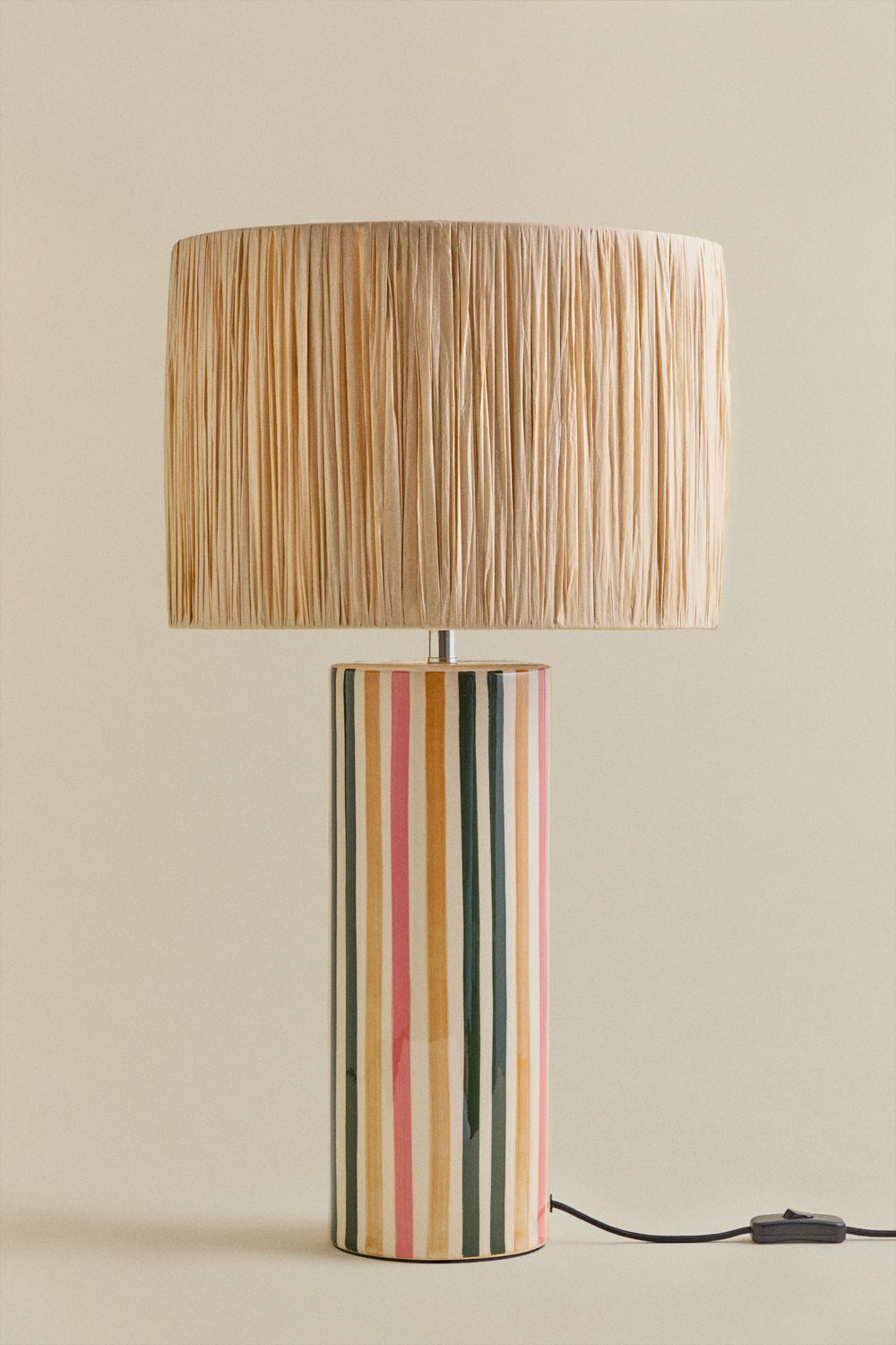 Arendal stoneware and raffia table lamp - SKLUM