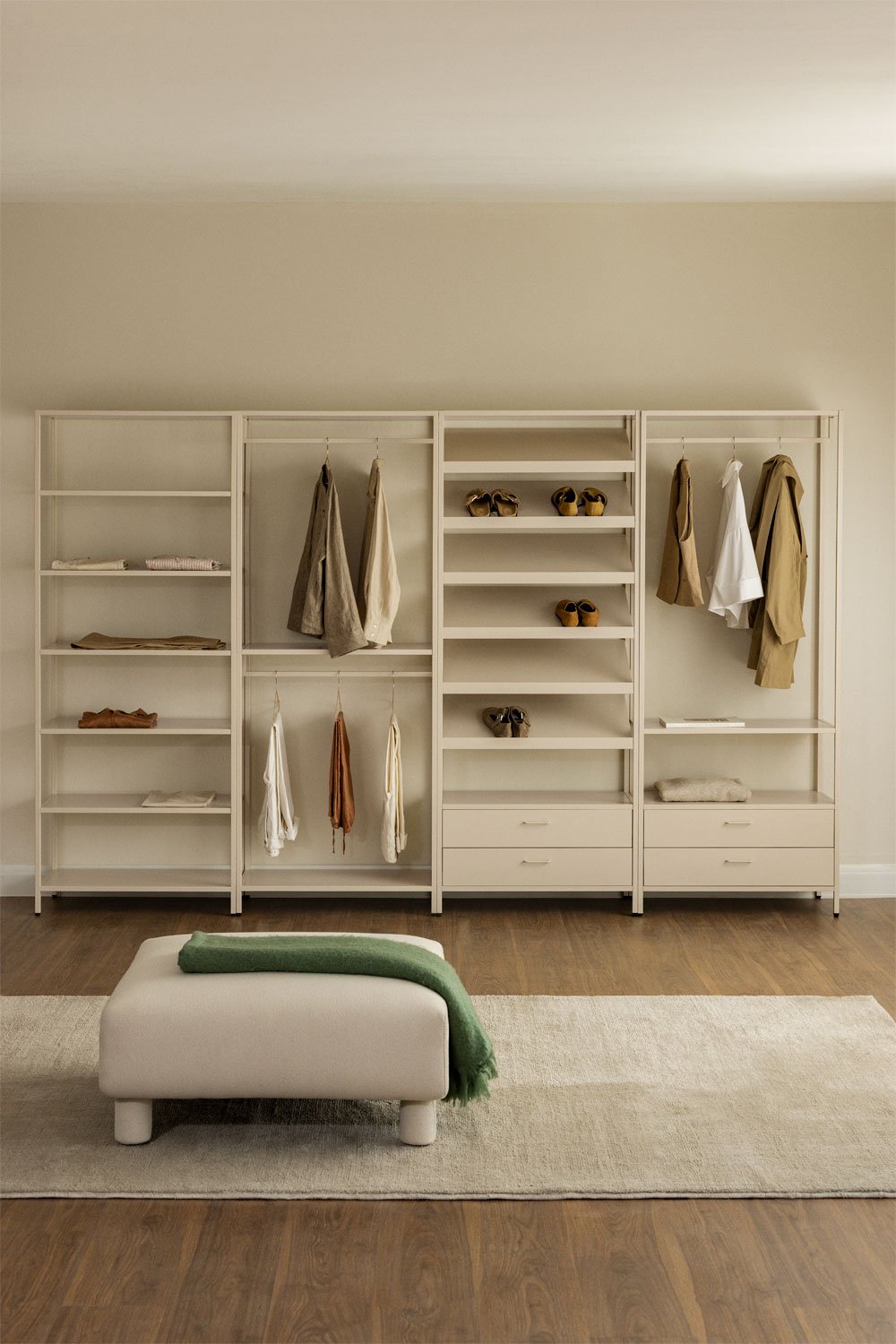 Janine 4-piece open modular wardrobe with steel shelving - SKLUM