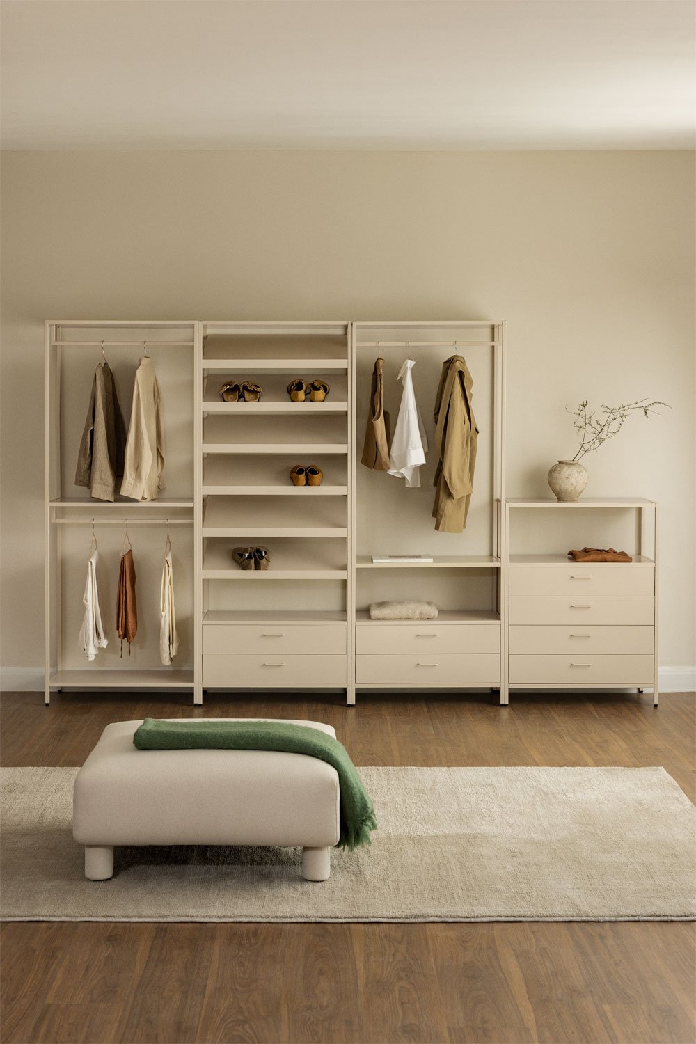 Janine 4-piece open modular wardrobe with steel drawers - SKLUM
