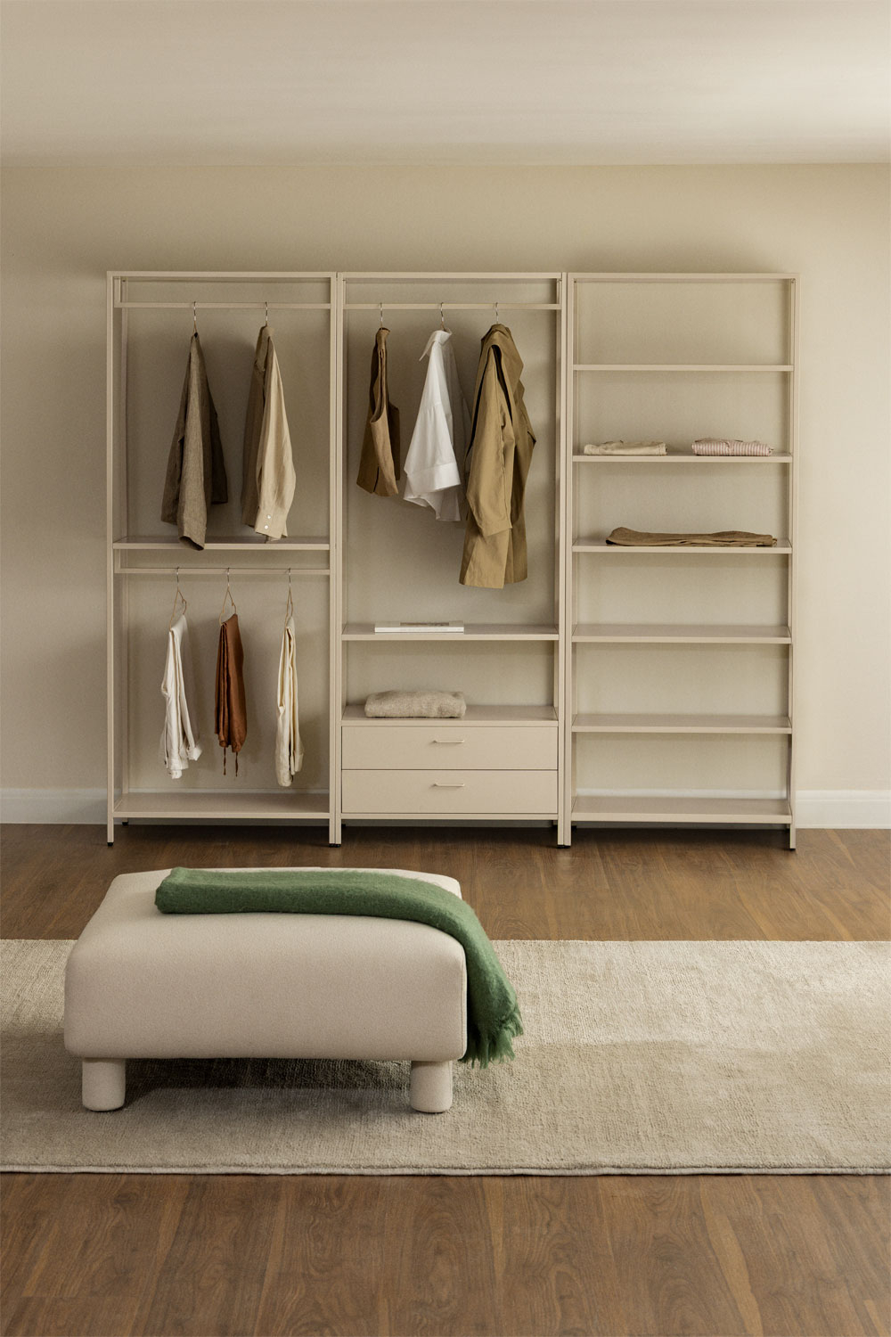 Janine 3-piece open modular wardrobe with steel shelving - SKLUM