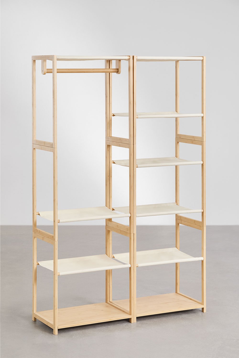 Deneb 2-piece open modular wardrobe with bamboo shelving - SKLUM