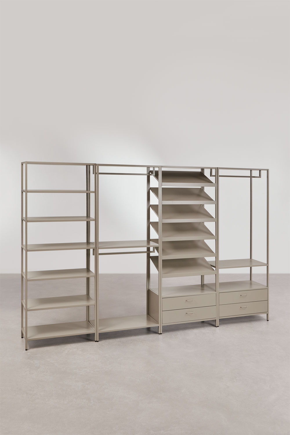 Janine 4-piece open modular wardrobe with steel shelving - SKLUM