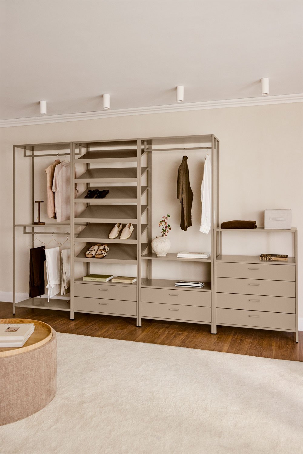 Janine 4-piece open modular wardrobe with steel drawers - SKLUM