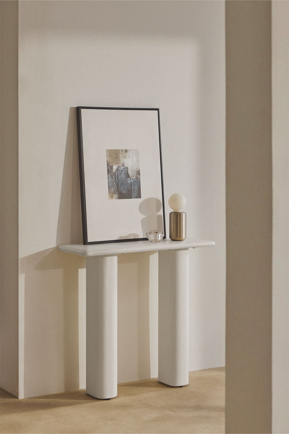 Rectangular 80x30 cm hallway console table in Tiena cement - SKLUM