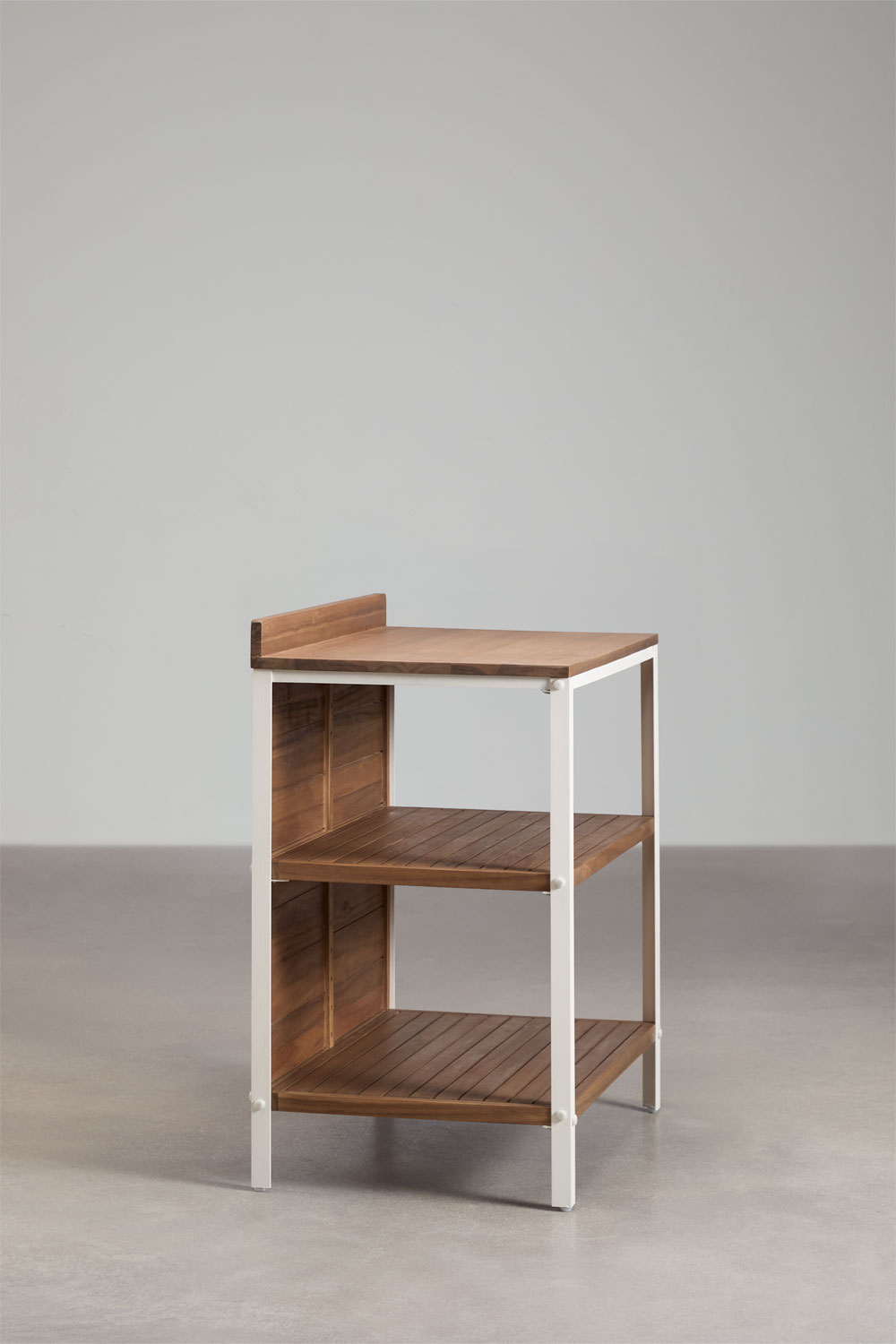 Outdoor modular kitchen storage unit with shelves in acacia wood and ...