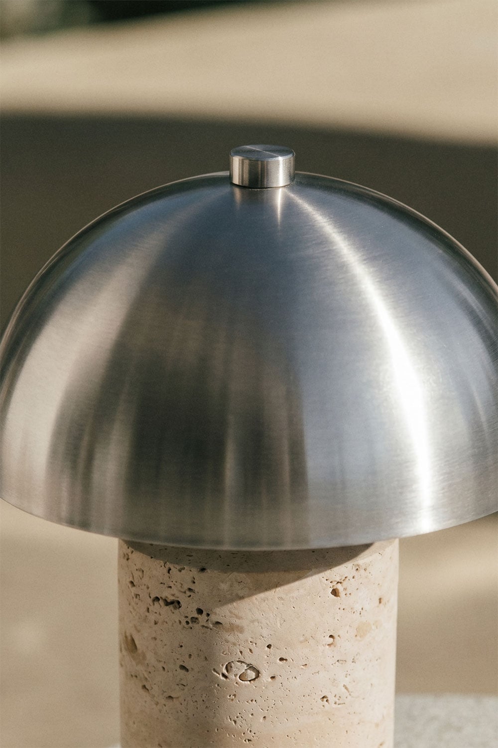 Wireless LED outdoor table lamp in iron and natural stone Nicolas - SKLUM