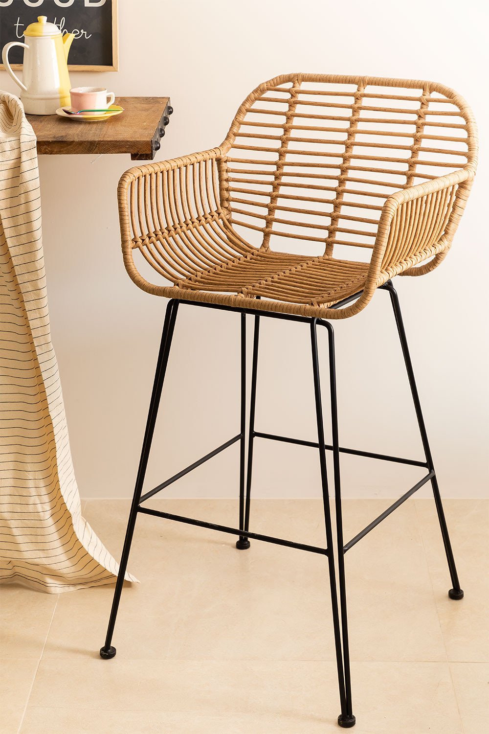 Synthetic Rattan High Stool Eska - SKLUM